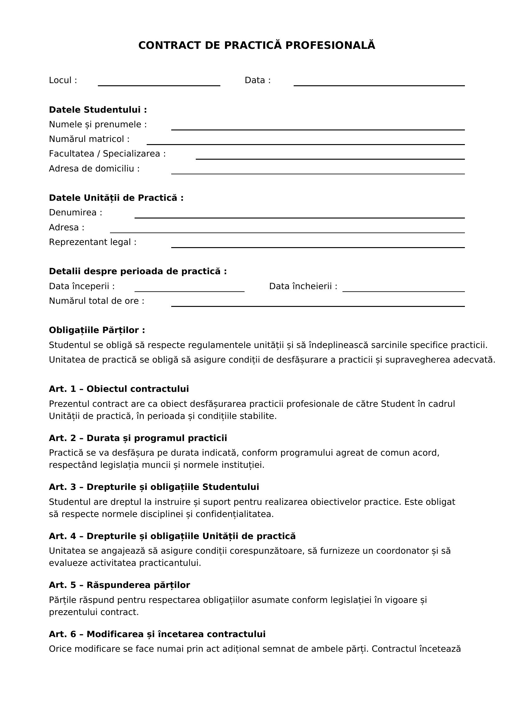 Contract De Practica Model